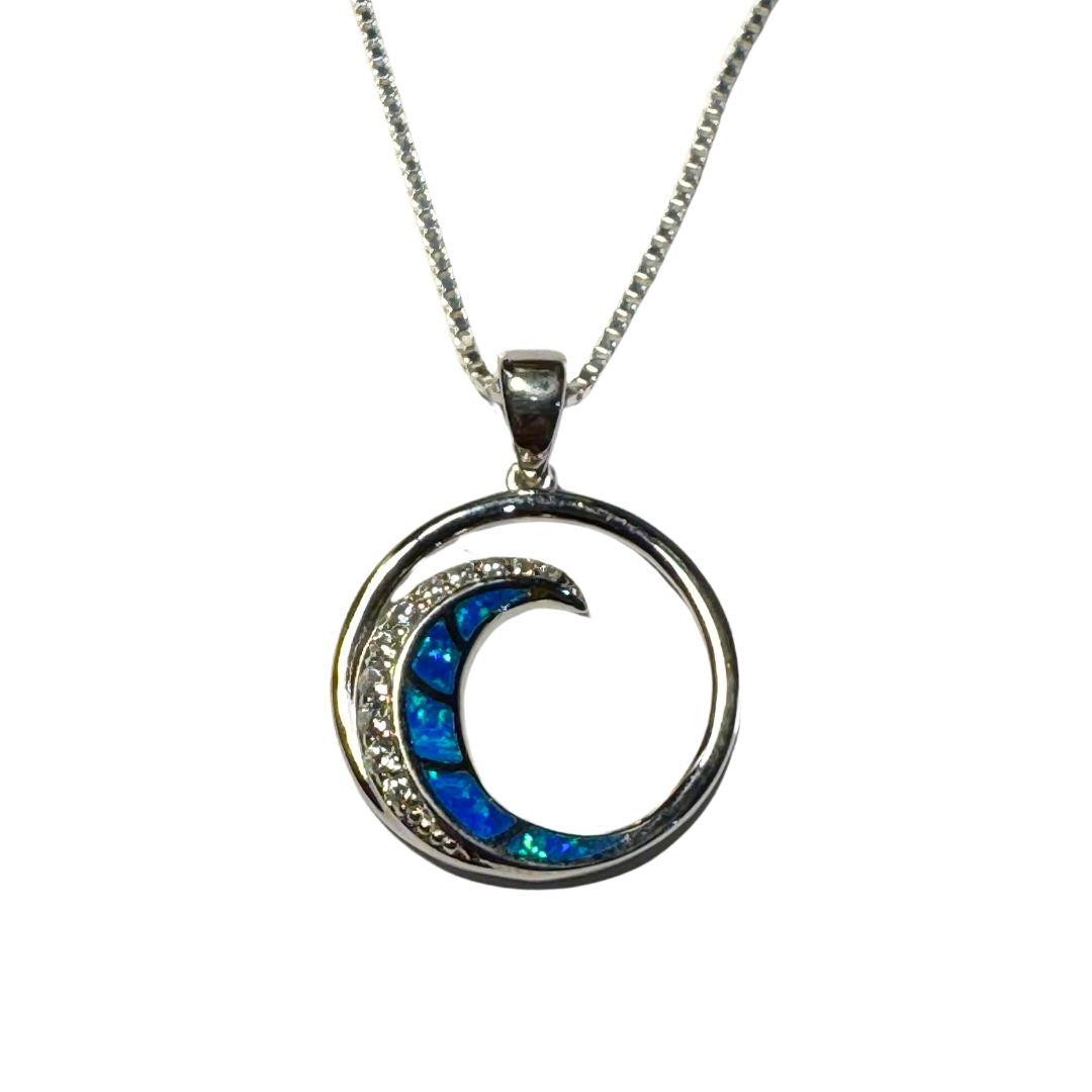 Sterling Silver Opal Ocean Wave Pendant
